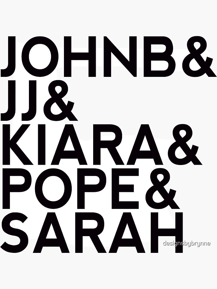 "Outer Banks (OBX) character names" Sticker by designsbybrynne | Redbubble