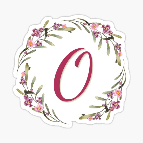 "Purple Floral Wreath Initial Letter O" Sticker by TheFamilyVan | Redbubble