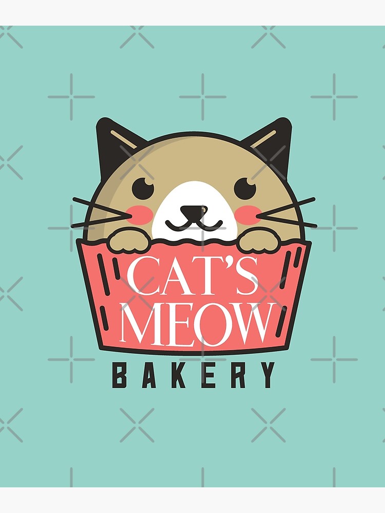 "Cat's Meow Bakery Logo Cute Cat Cupcake Bakers Design" Poster by ...