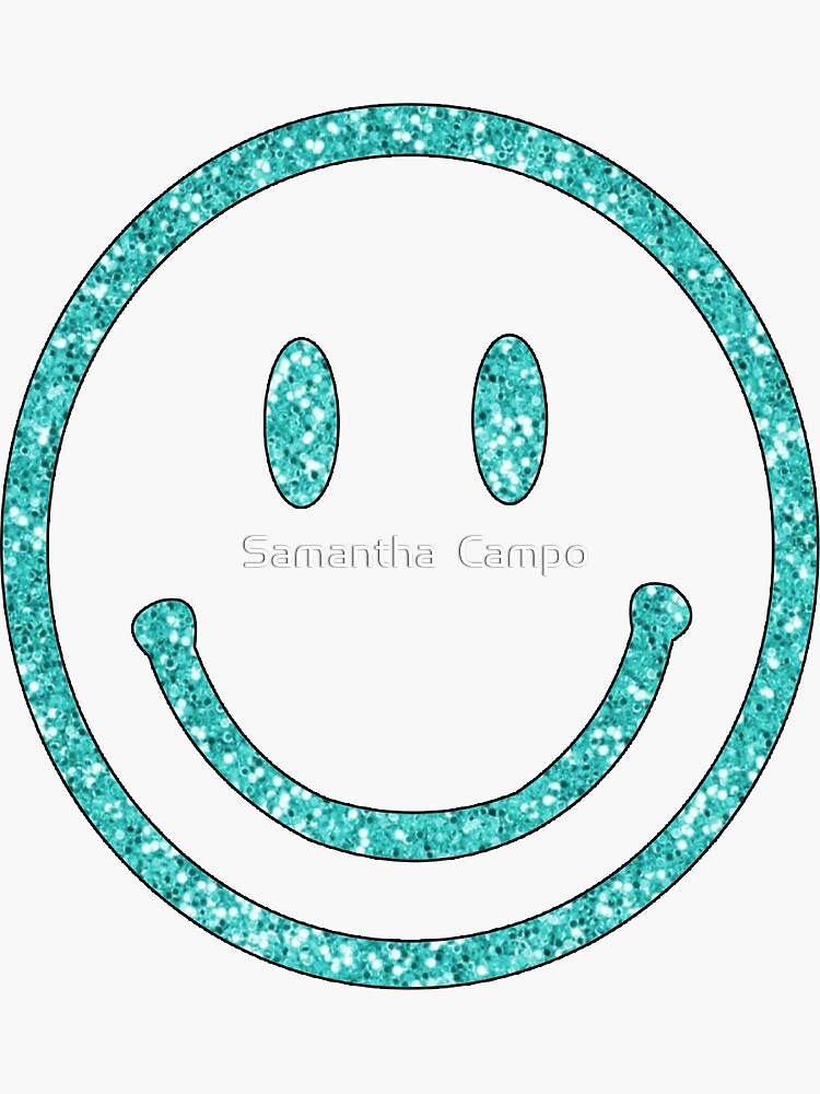 "aqua green glitter smiley face" Sticker by samanthacampo | Redbubble