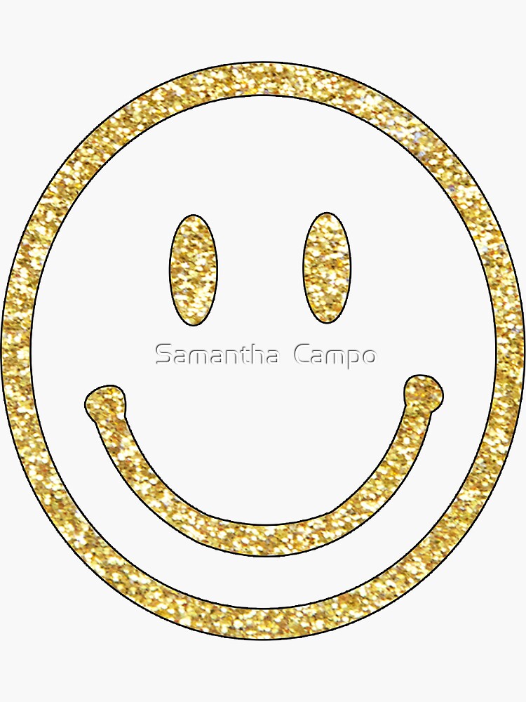 "gold glitter smiley face" Sticker for Sale by samanthacampo | Redbubble