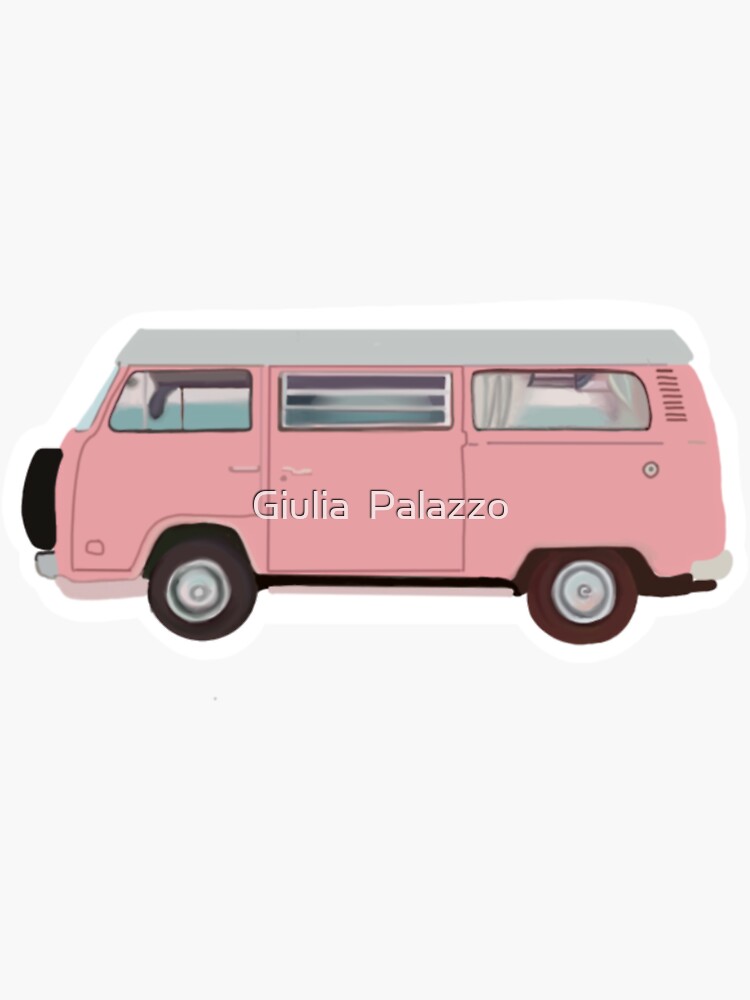 "Bubblegum Pink van traveling " Sticker by hangthatup | Redbubble