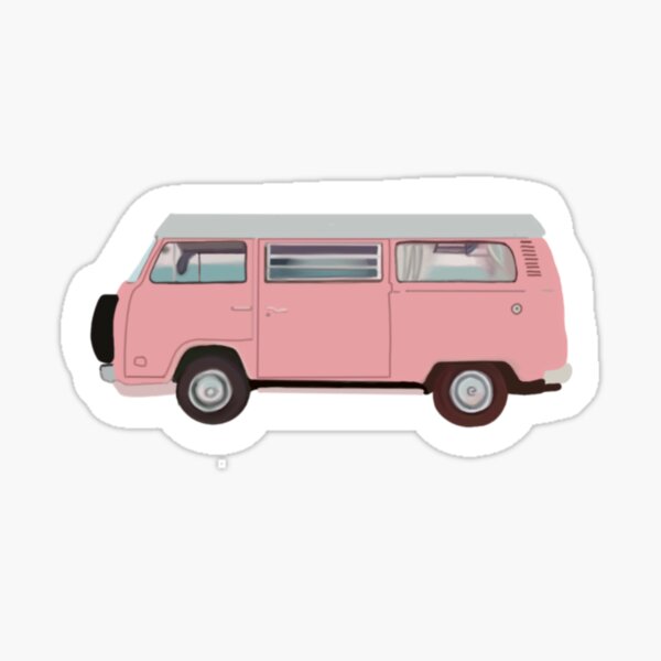 "Bubblegum Pink van traveling " Sticker by hangthatup | Redbubble