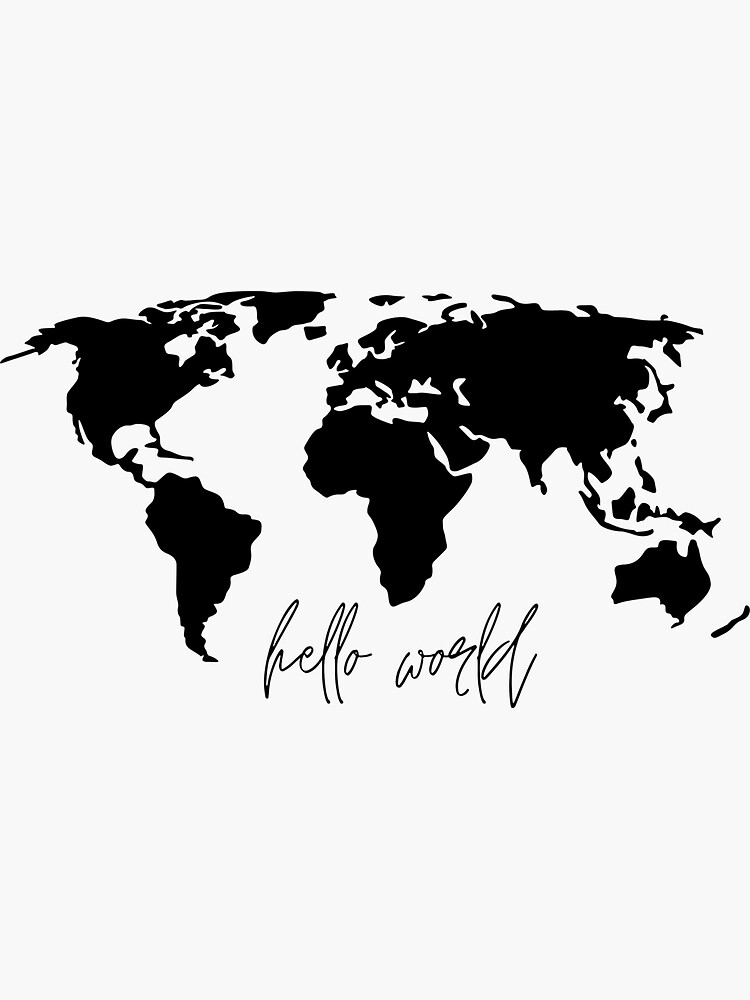 "Hello World Map" Sticker for Sale by GlobalHomebody | Redbubble