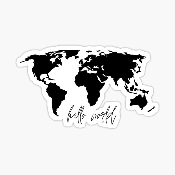 "Hello World Map" Sticker for Sale by GlobalHomebody | Redbubble
