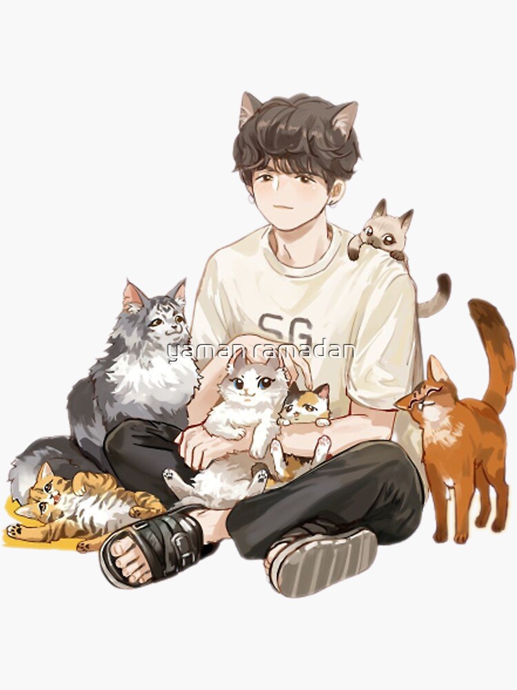 "CAT BOY,CATS,BOY" Sticker for Sale by mr-aa | Redbubble