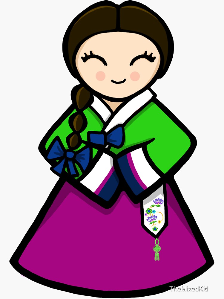 "Lil' Min-Ah | Cute Korean Girl" Sticker by TheMixedKid | Redbubble