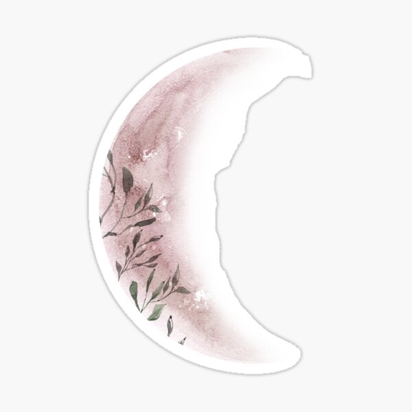 "Pink Watercolor Moon" Sticker for Sale by indiebeetees | Redbubble