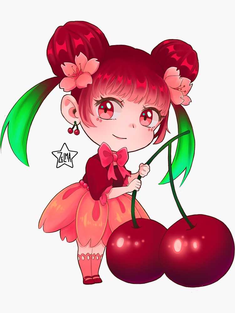 "Cherry Chibi" Sticker by ZeruMiranda | Redbubble