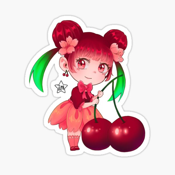 "Cherry Chibi" Sticker by ZeruMiranda | Redbubble