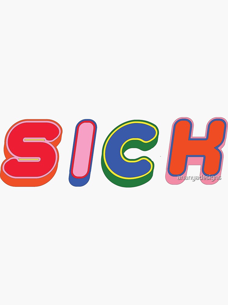 "Retro "SICK" word art " Sticker for Sale by ananyadesigns | Redbubble