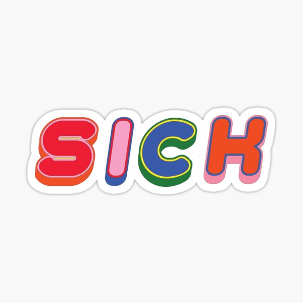 "Retro "SICK" word art " Sticker for Sale by ananyadesigns | Redbubble