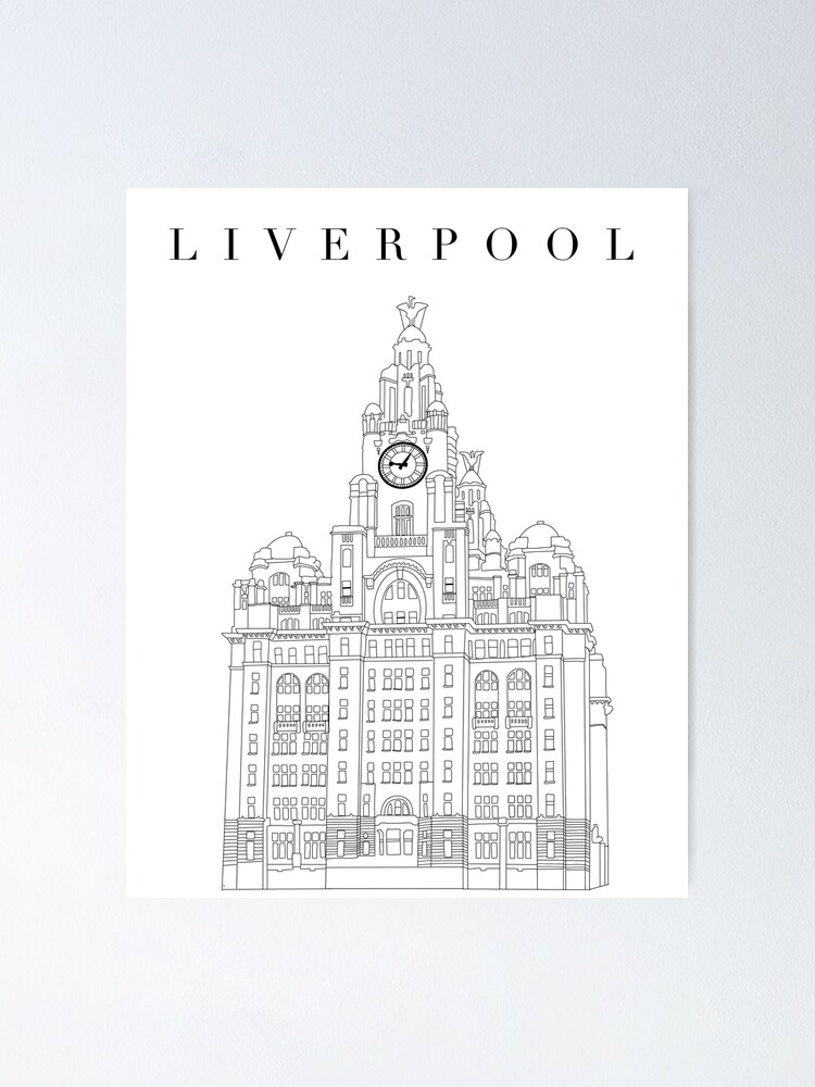 "Liver Building Liverpool - Outline" Poster for Sale by chloedixonnn ...
