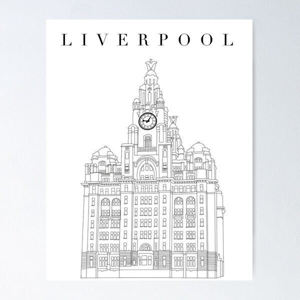 "Liver Building Liverpool - Outline" Poster for Sale by chloedixonnn ...