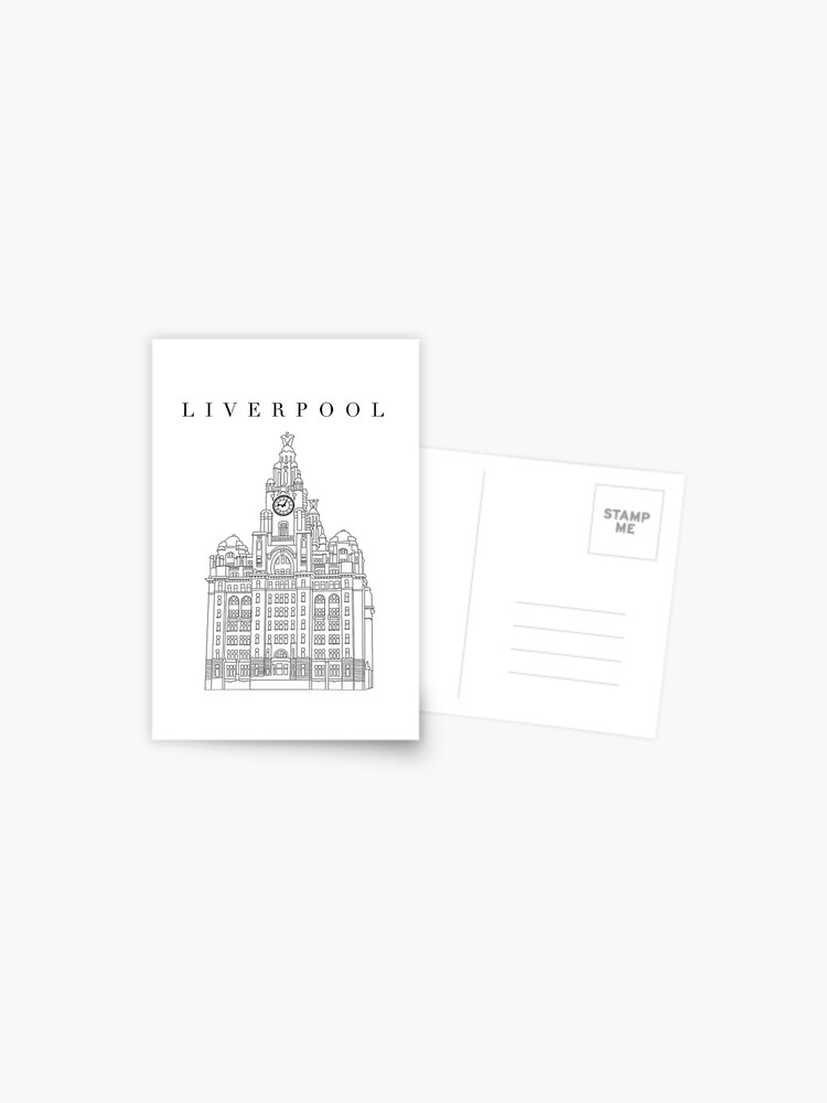 "Liver Building Liverpool - Outline" Postcard for Sale by chloedixonnn ...