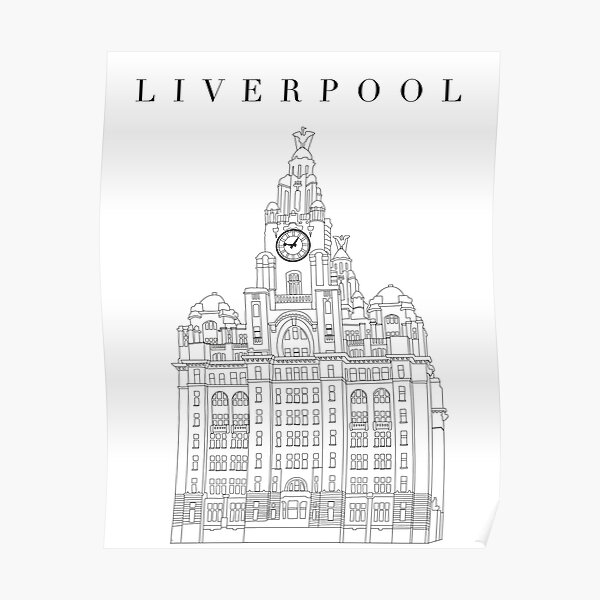 "Liver Building Liverpool - Outline" Poster by chloedixonnn | Redbubble