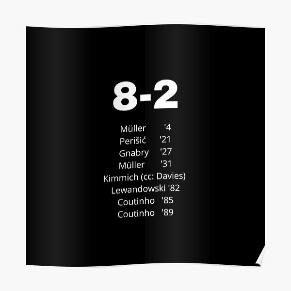 "the 8 goals of bayern 8-2 barca the ucl quarter final" Poster by ...