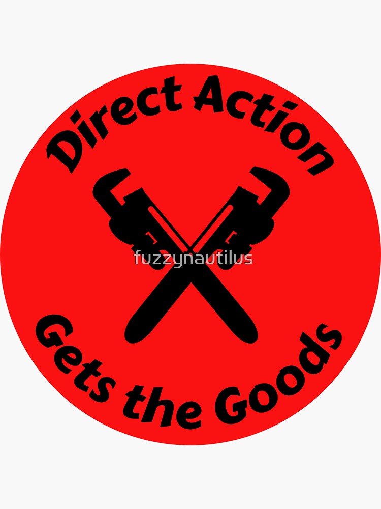 "Direct Action Gets The Goods" Sticker for Sale by fuzzynautilus ...