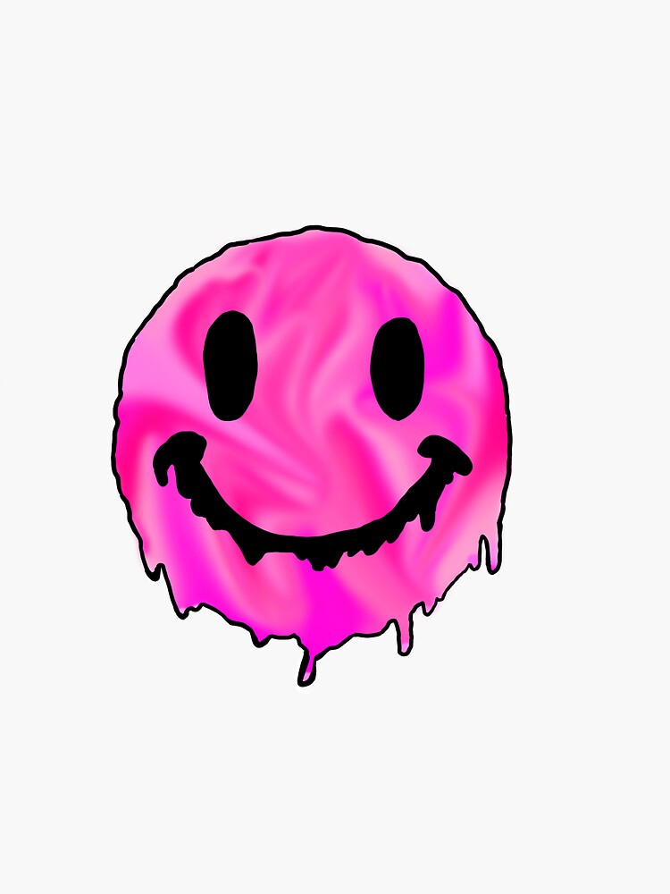 "Pink melting smiley face " Sticker for Sale by GeorginaG11 | Redbubble