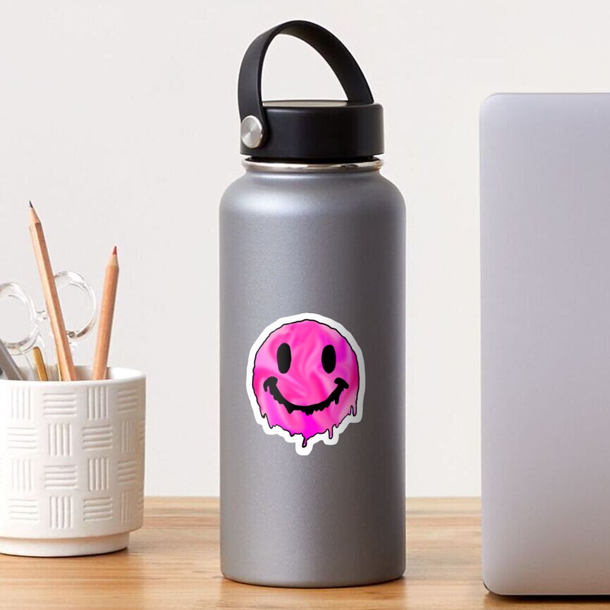 "Pink melting smiley face " Sticker for Sale by GeorginaG11 | Redbubble