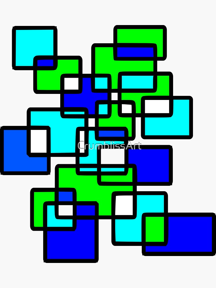 "Mod Blue and Green Blocks" Sticker by CrumblissArt | Redbubble