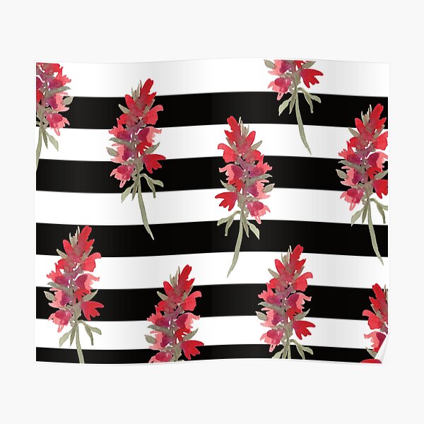 "Red Snapdragon Flowers Black White Abstract" Poster by girlunited17 ...