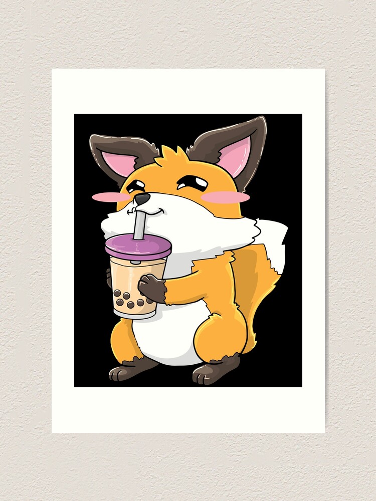 "Foxes Fox Bubble Tea Boba Drink Kawaii Anime" Art Print for Sale by ...