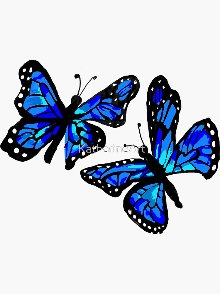 "Blue Monarch Butterflies" Sticker for Sale by KatharineArt | Redbubble