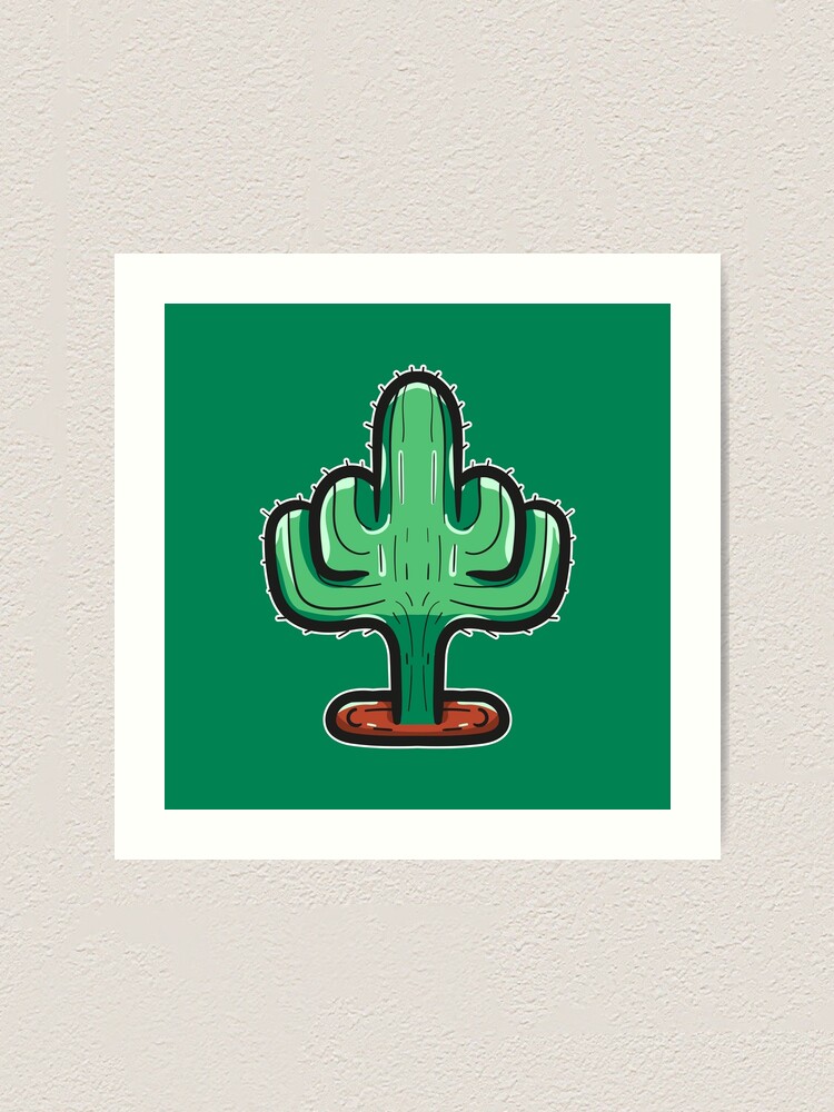 "Cactus middle finger" Art Print by Dzulhan | Redbubble