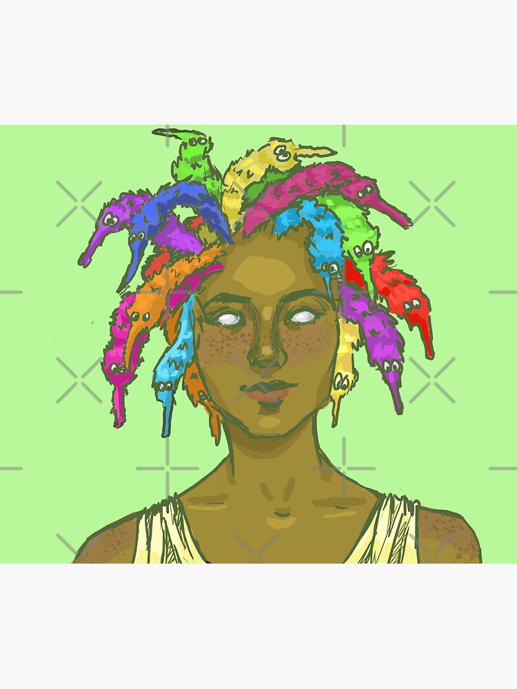 "Worm on a string Medusa lineart " Sticker by Bogwitch-Art | Redbubble