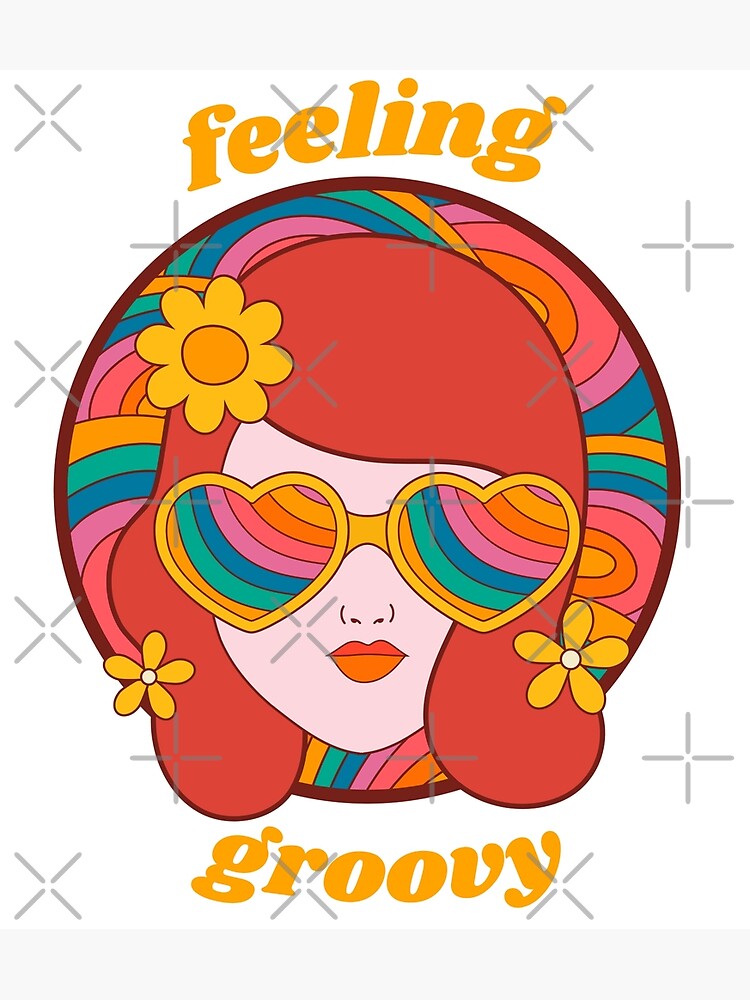 "Feeling Groovy - Retro Rainbow Girl in Heart Sunglasses" Art Print by ...