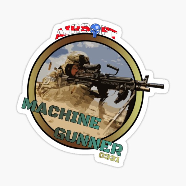 "Airsoft machine gunner" Sticker for Sale by RivalTshirts | Redbubble