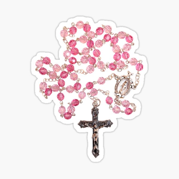 "pink crystal rosary" Sticker by skramzgirl | Redbubble
