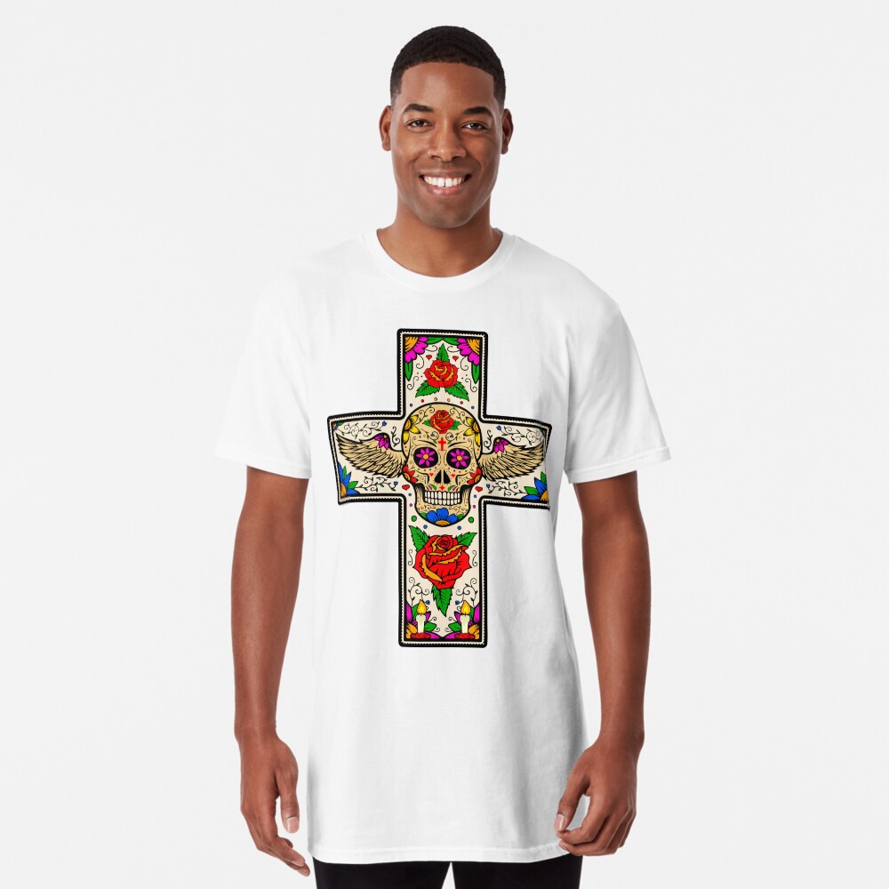"christian cross Dia De Muertos Calavera Day of Dead Sugar Skull T ...