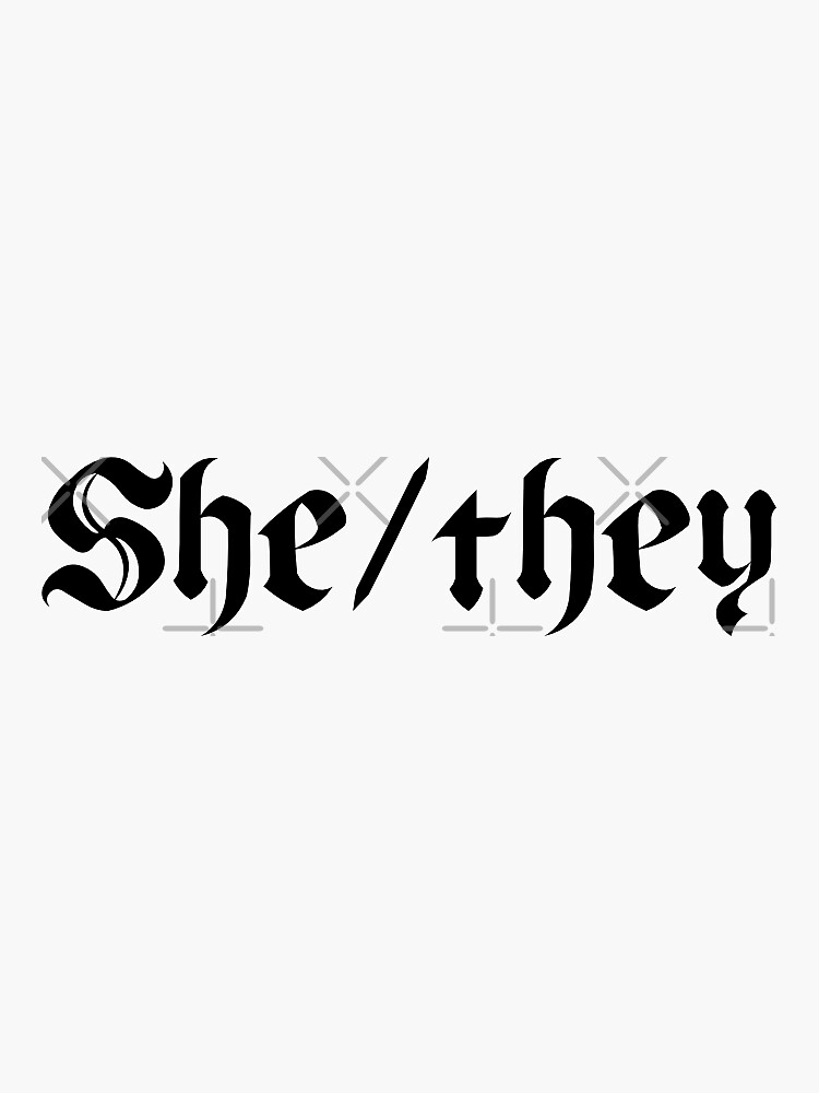 "Simple she/they pronoun sticker" Sticker for Sale by jellydrawingz ...