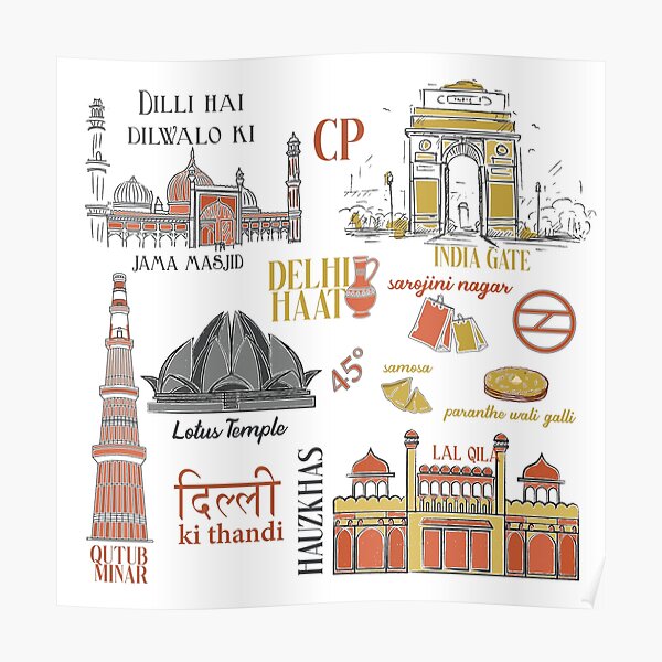 "Delhi City Doodle" Poster for Sale by saziashamshi | Redbubble