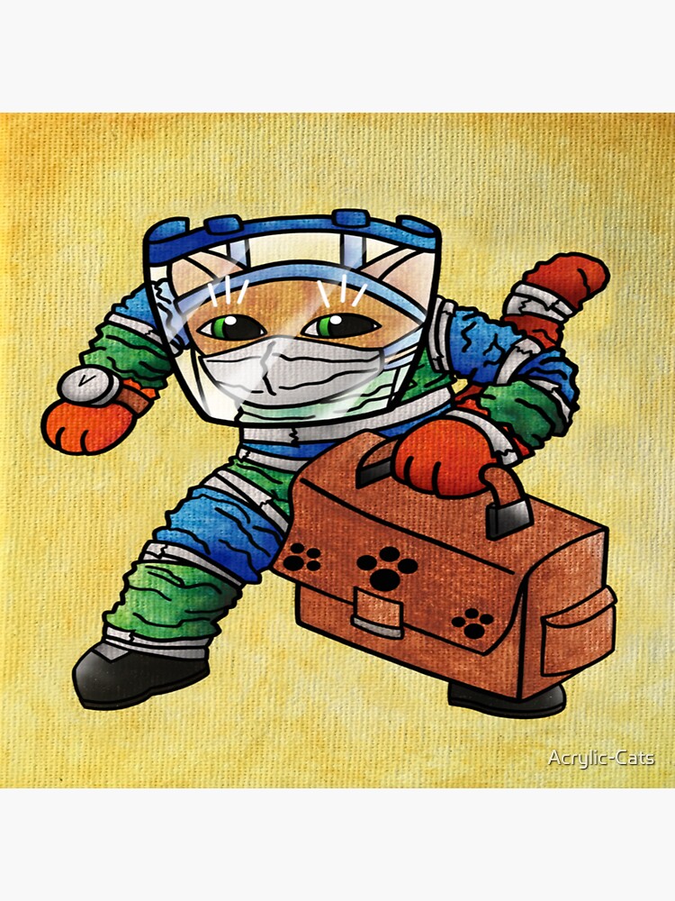 "Stay Alert Safety Cat" Sticker by Acrylic-Cats | Redbubble