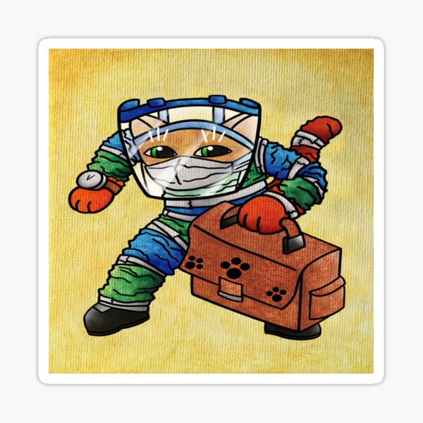 "Stay Alert Safety Cat" Sticker by Acrylic-Cats | Redbubble