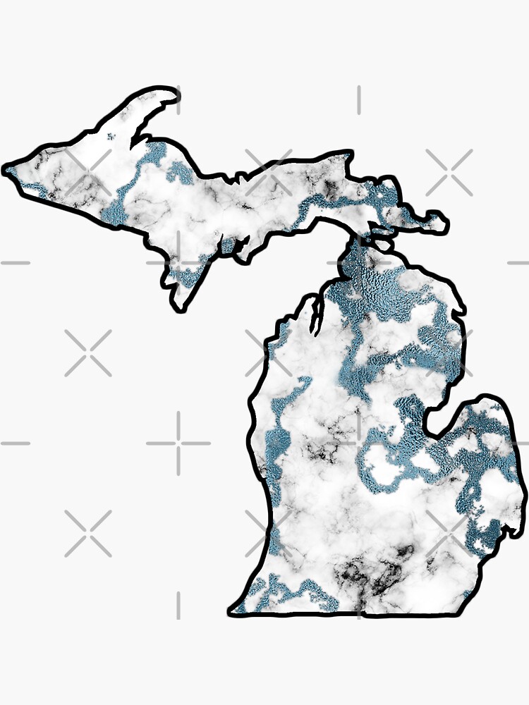 "Michigan State Mitten Blue MARBLE" Sticker for Sale by InformedMind ...