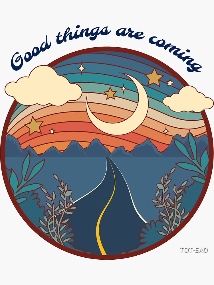 "Moonlight Crescent road retro style design" Sticker for Sale by TOT ...