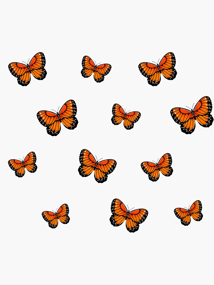 "orange butterflies sticker pack" Sticker by elenaabarbajosa | Redbubble