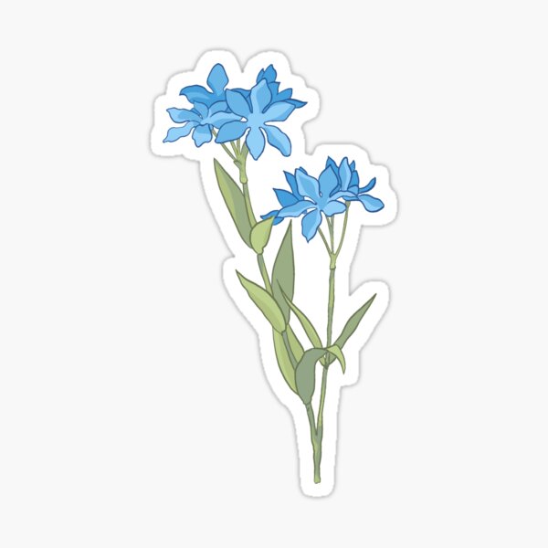 "Blue Flower Drawing" Sticker by LittleSmarthy | Redbubble