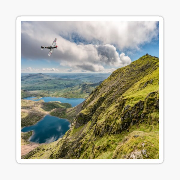 "Spitfire over Snowdon" Sticker by AJEvans | Redbubble
