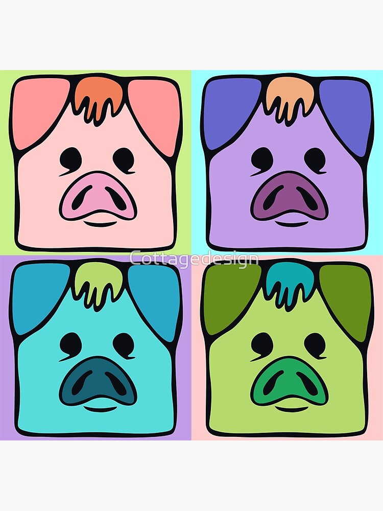 "Funny pop art minimalist square pigs" Poster by Cottagedesign | Redbubble