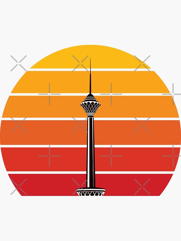"Milad Tower Retro Sunset" Sticker by ArtEntwined | Redbubble