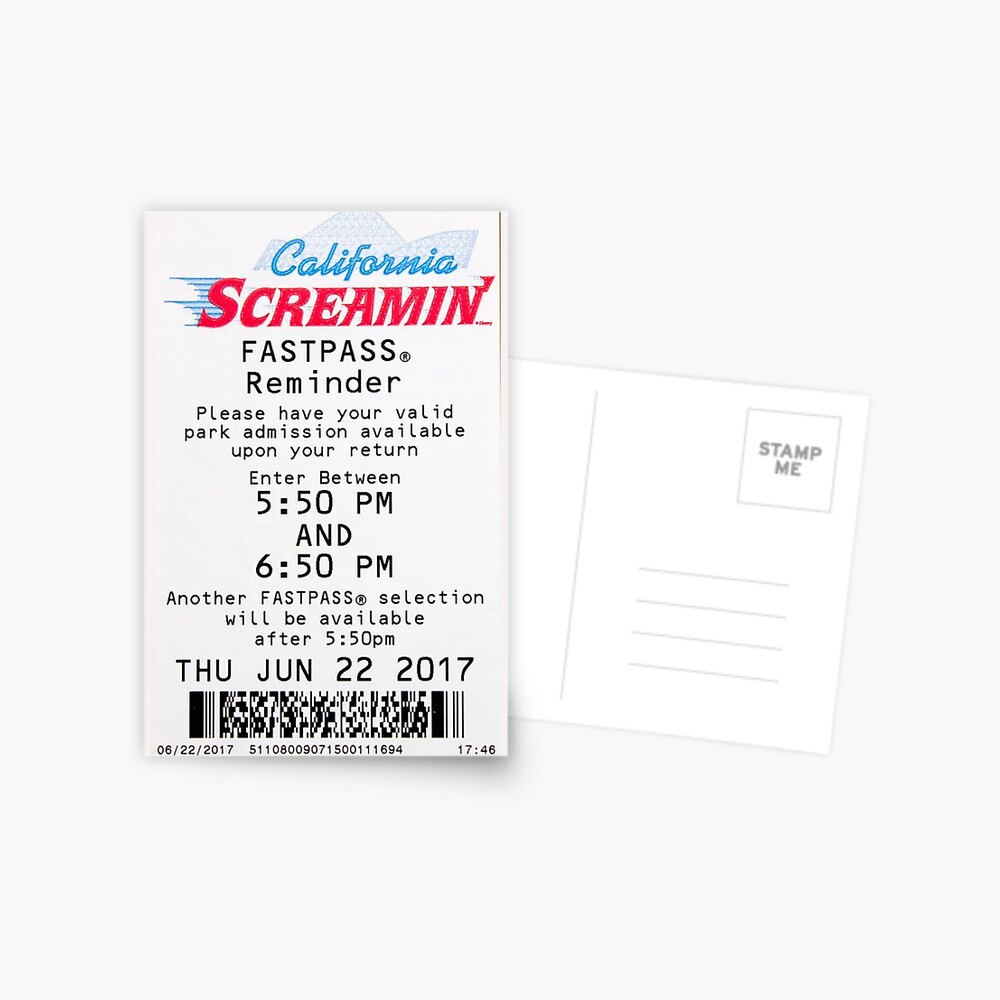"California Screamin´ Fastpass" Postcard by SophiaKno | Redbubble