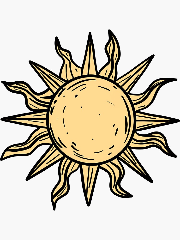 "Aesthetic Boho Yellow Sun" Sticker for Sale by CaitlinCerys | Redbubble