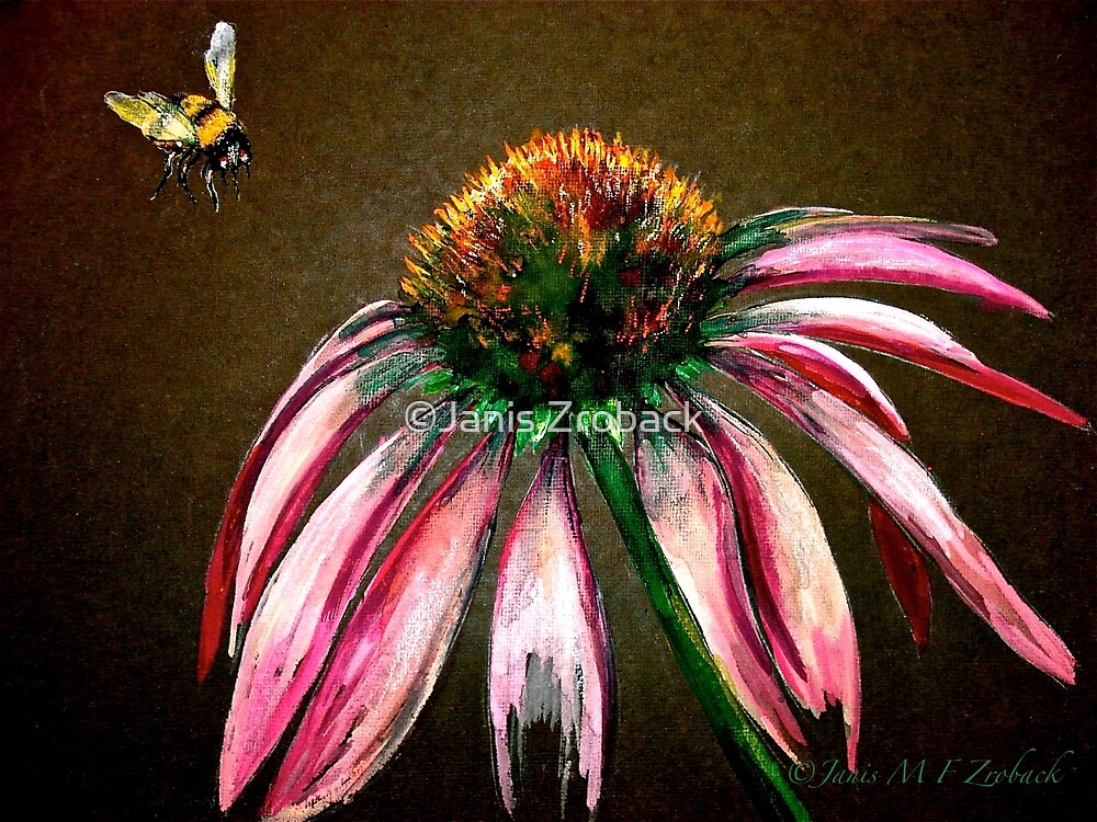 "The Bee and the Flower " by ©Janis Zroback | Redbubble