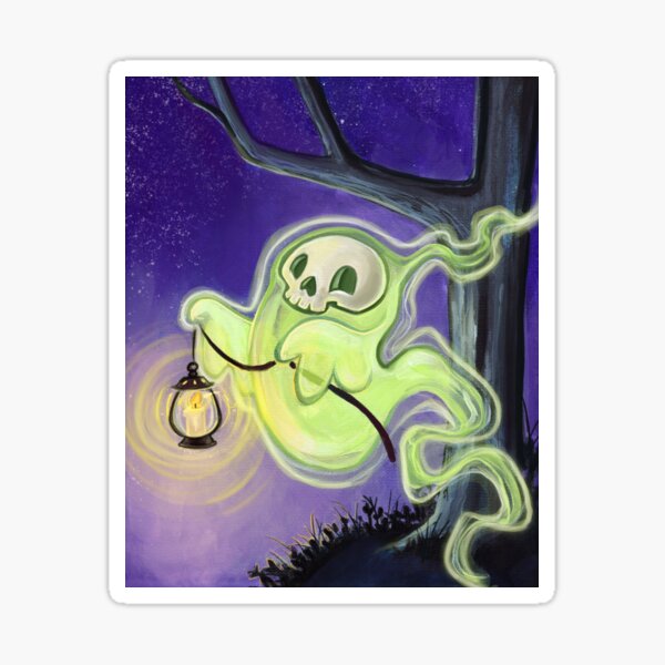 "Green ghosty ghost" Sticker by ArtOfBianca | Redbubble