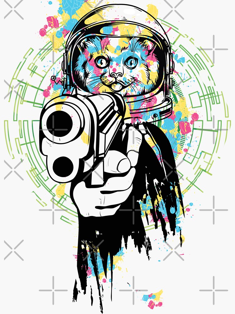 "Space Kitty Assassin" Sticker for Sale by Roguetees5150 | Redbubble